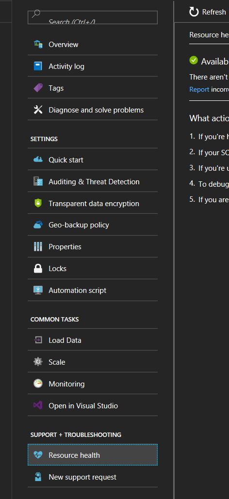 Azure SQL Data Warehouse: Troubleshoot with the Resource Health check ...